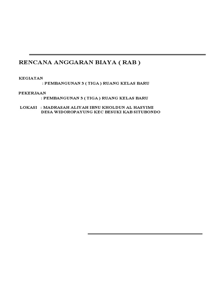 Rab Pembangunan Dua Ruang Kelas Baru | PDF | Griya & Taman | Teknologi ...