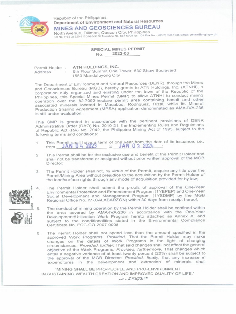 Special Mines Permit 2022-03 PDF | PDF