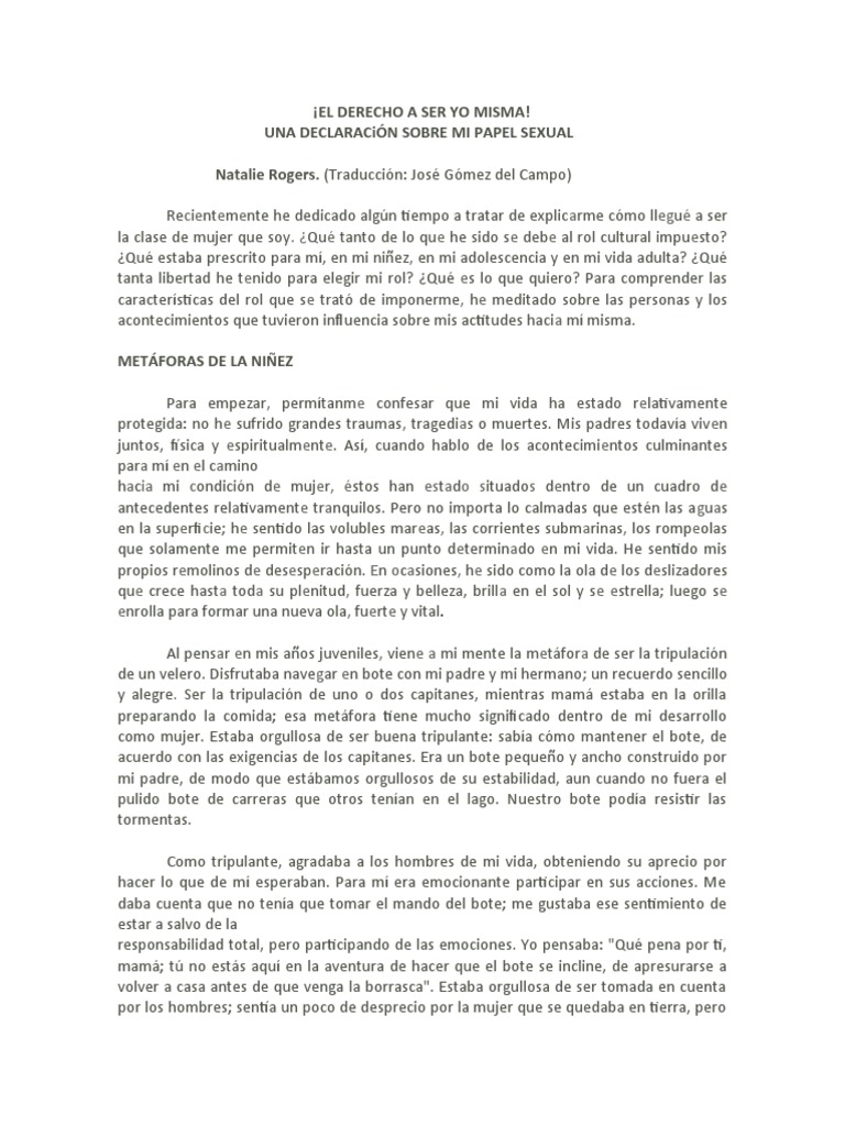 Mi derecho a ser yo misma | PDF | Relaciones personales, crianza y ...