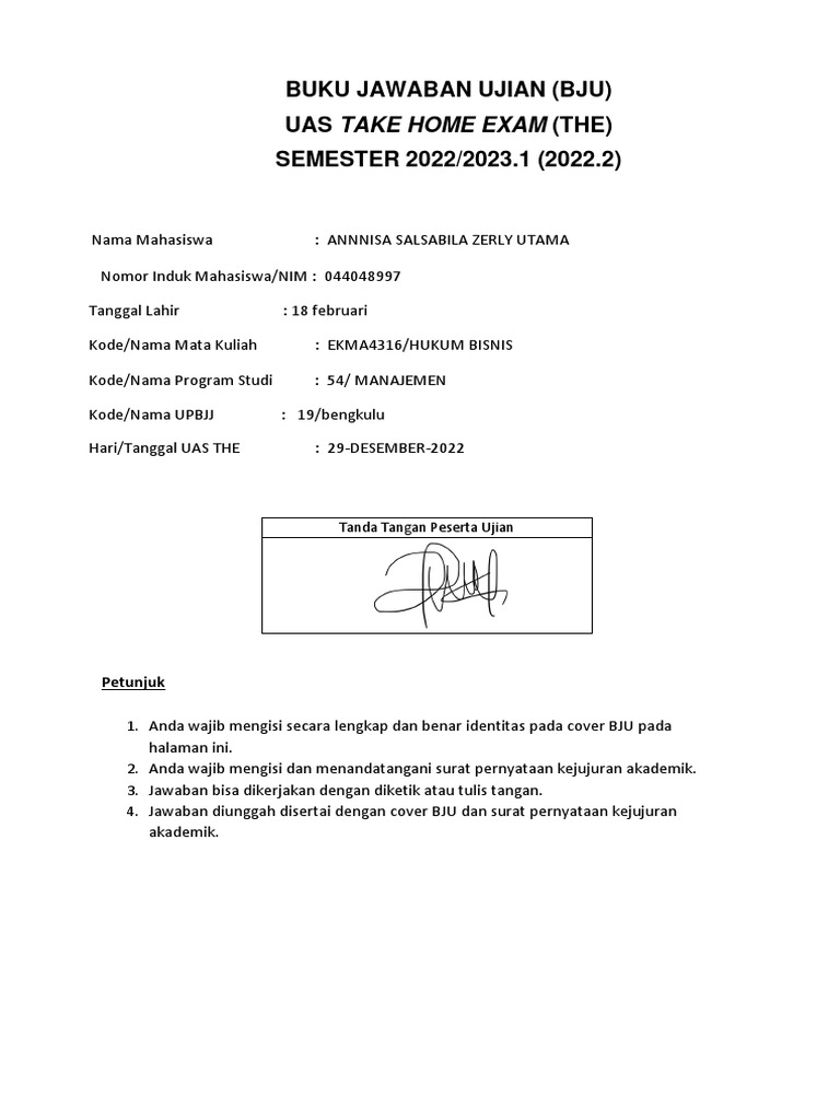 Hukum Bisnis EKMA4316 BJU PDF | PDF