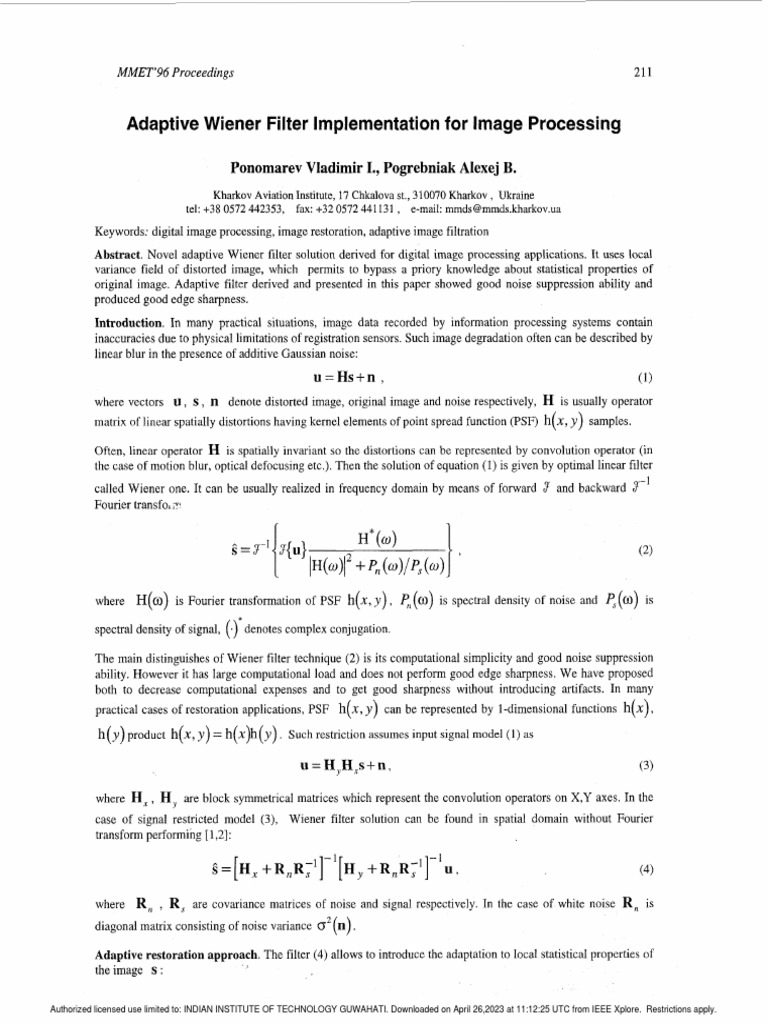 Adaptive - Wiener - Filter - Implementation - For - Image - Processing ... Adaptive - Wiener - Filter - Implementation - For - Image - Processing ...