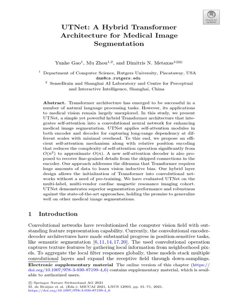 UTNet A Hybrid Transformer Architecture For Medical Image Segmentation ...