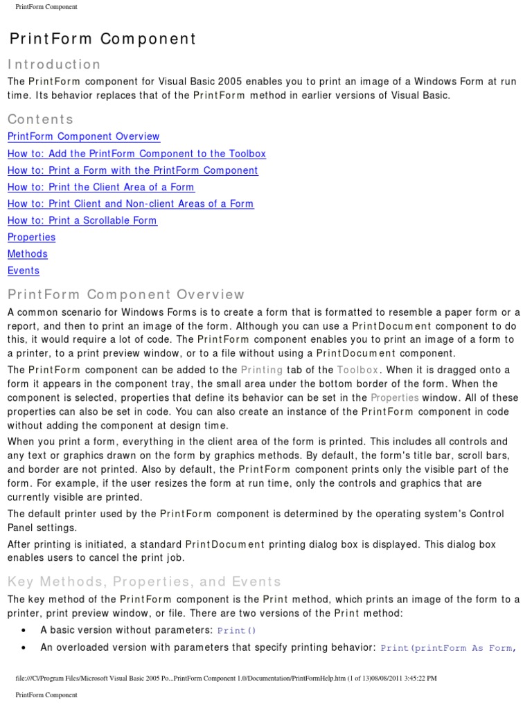 Printform Component Pdf Filename Computer File