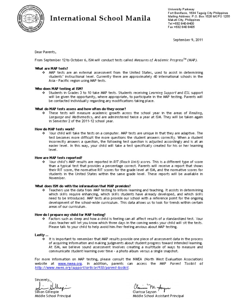 MAP Testing Progress Report for Parents | PDF | Education Theory | Teaching