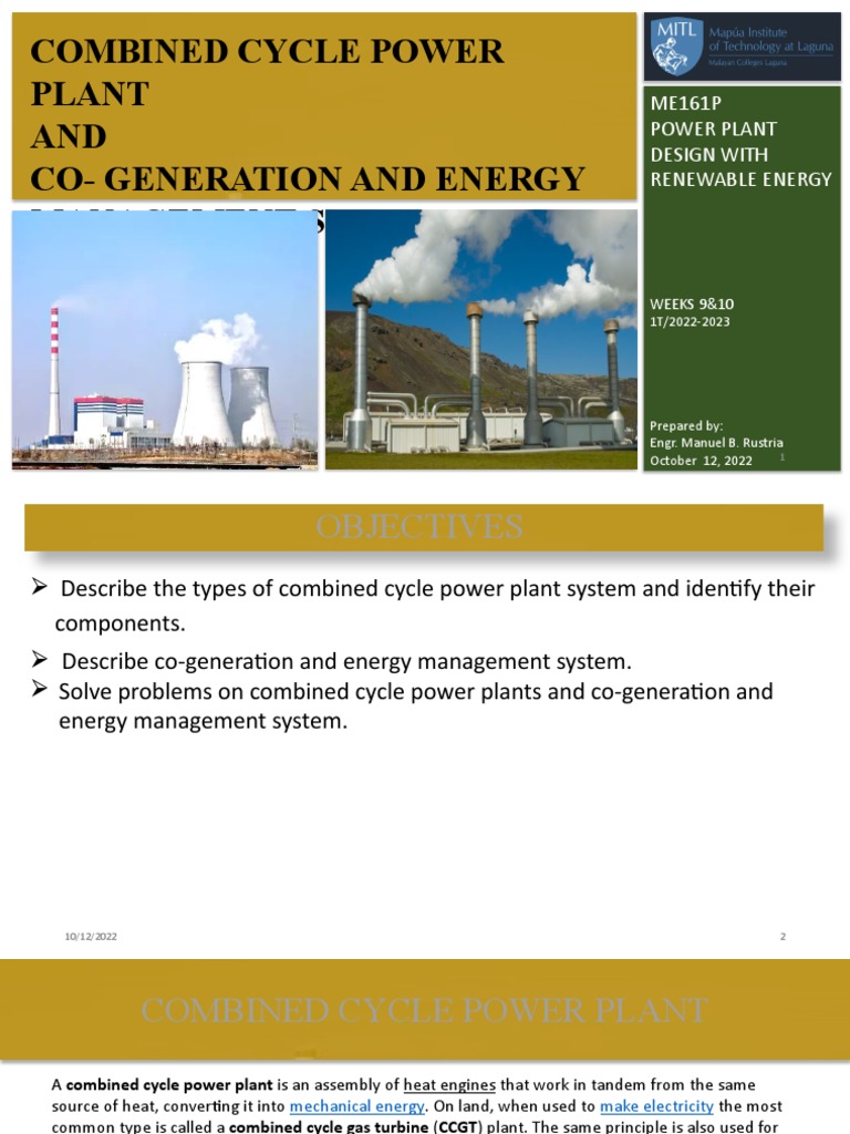 Weeks 9&10 - Combined Cycle Power Plant & Cogeneration 1T 2022-2023 ...