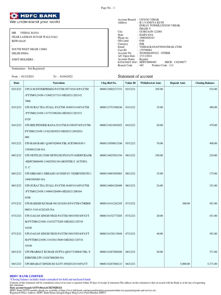 Account Statement - Unlocked PDF | PDF