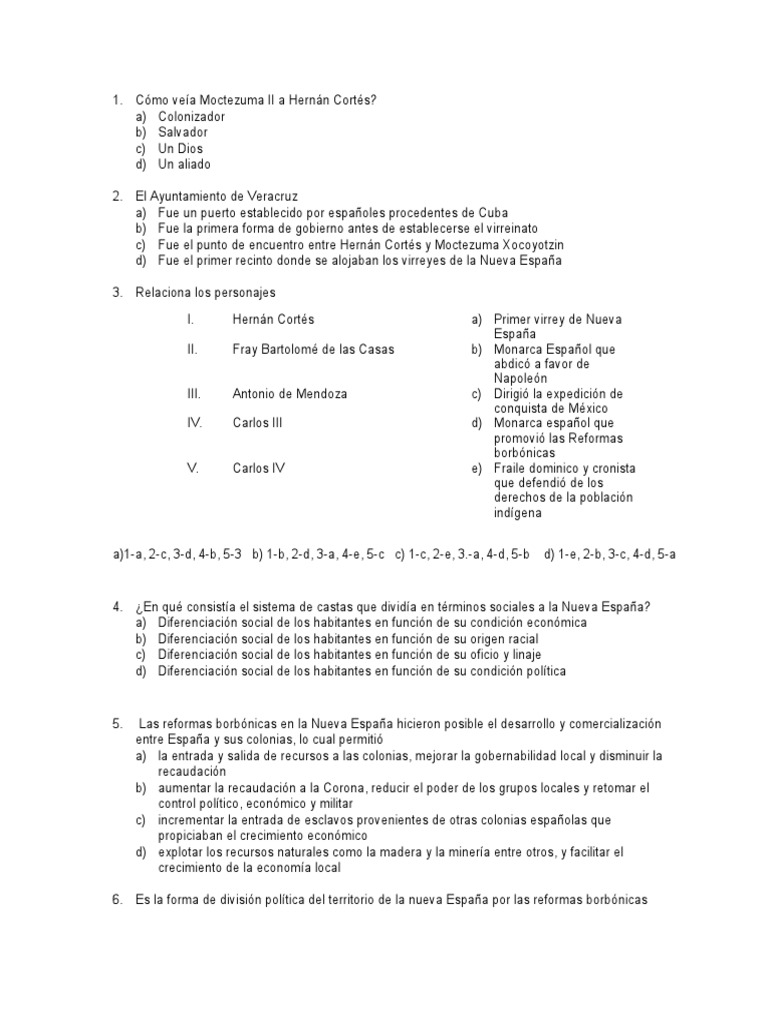 Historia de México Ejercicio 1 | PDF