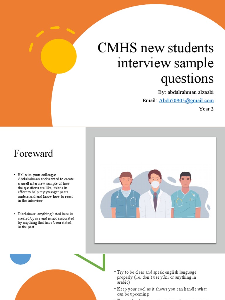 CMHS interview sample (المقابلة) | PDF | Self-Improvement