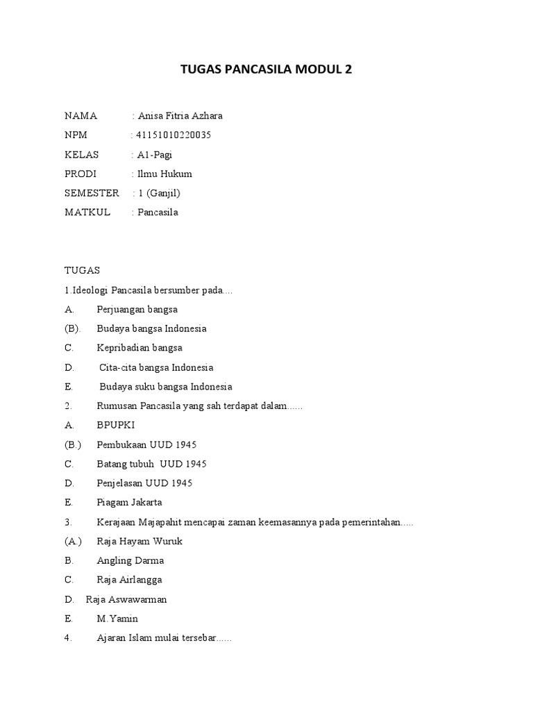 Tugas Individu Modul 2 Anisa Fitria Azhara KLS A1 SMT 1 | PDF