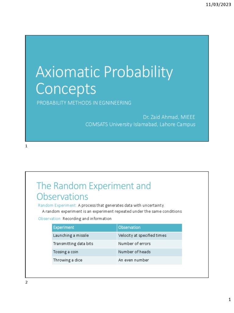 Axiomatic Probability in Engineering | PDF | Probability Distribution ...
