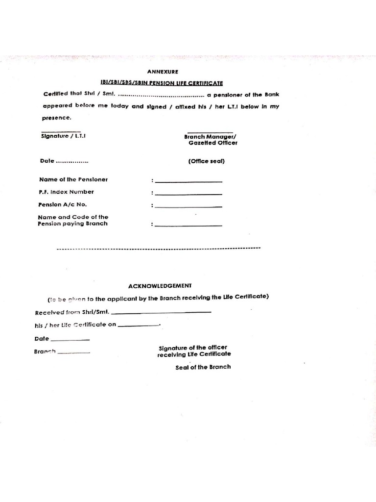 Life Certificate Format | PDF