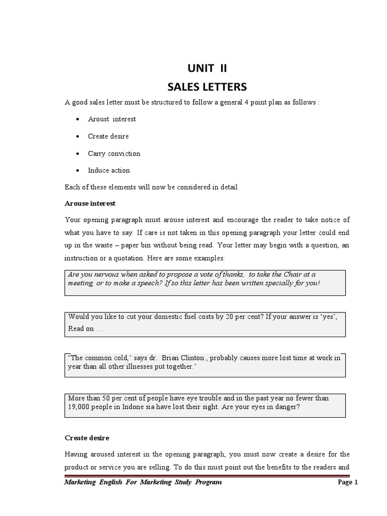 Sales Letter Writing Guide | PDF | Business