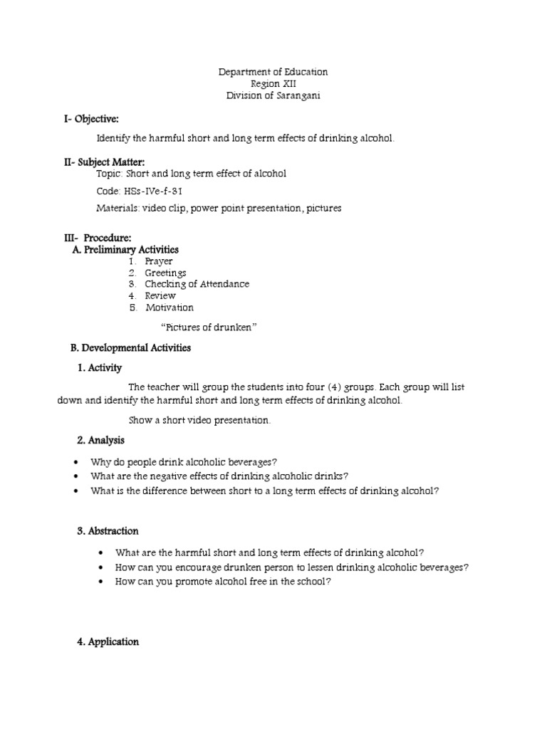 Effects of Alcohol: Short & Long Term | PDF | Alcohol Intoxication ...