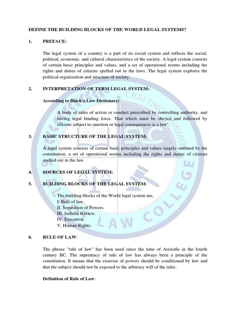 Legal System & It's Building Blocks | PDF | Judicial Review | Rule Of Law