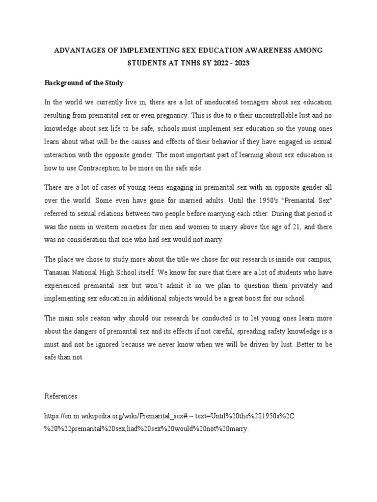 Advantages of Implementing Sex Education Awareness Among Students at ...