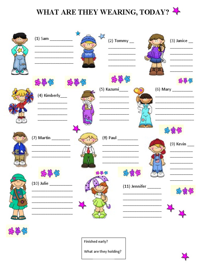 What Are They Wearing Worksheet With Possible Answ Fun Activities Games ...