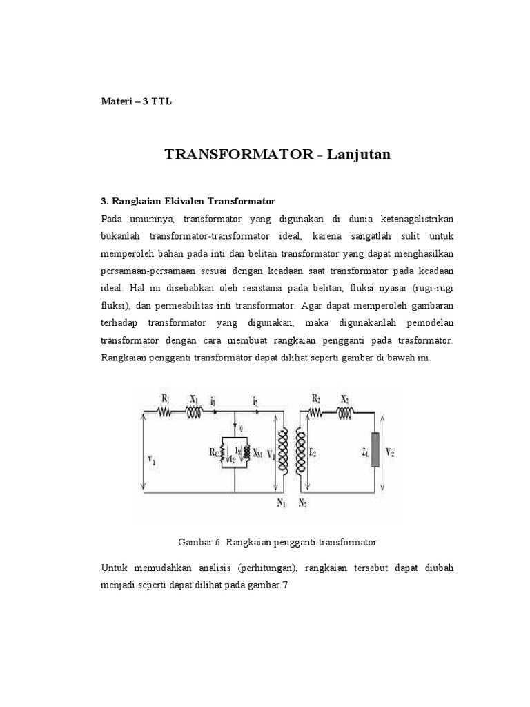 Materi 3 TTL - Transformator - Lanjutan | PDF