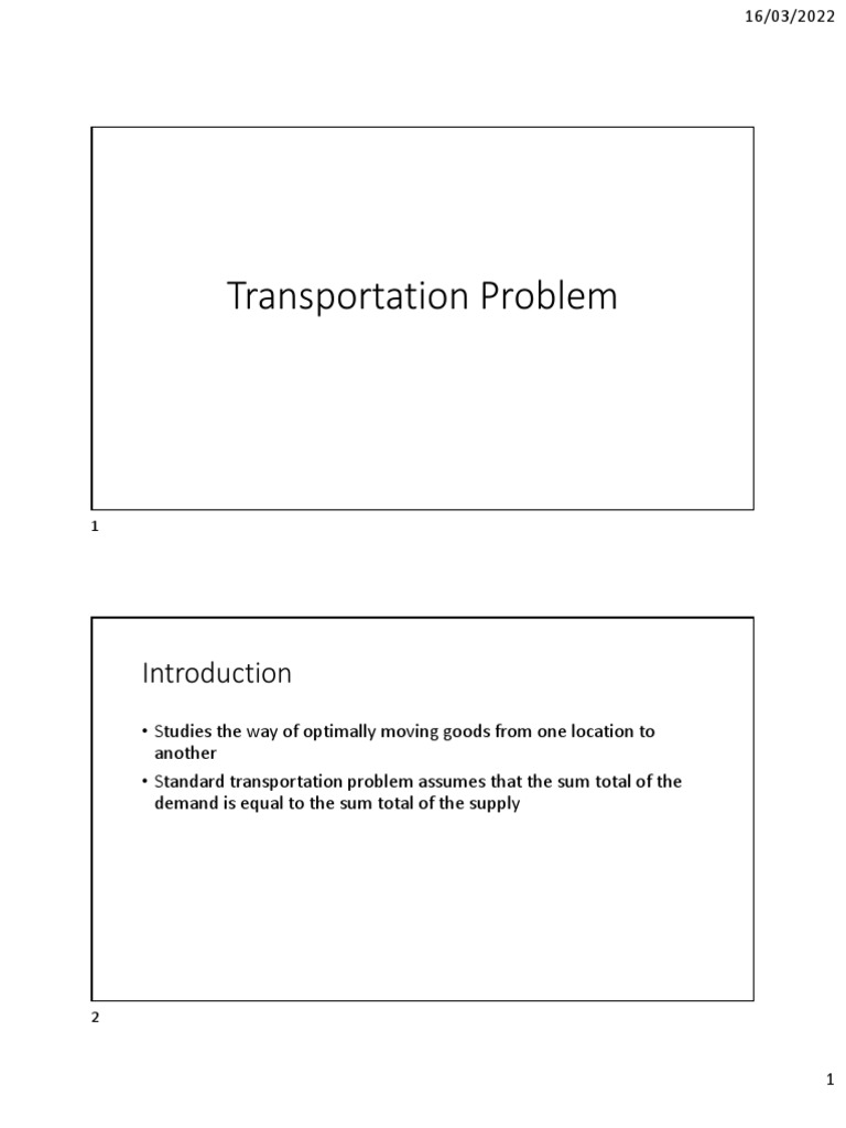 Transportation Problem PDF | PDF