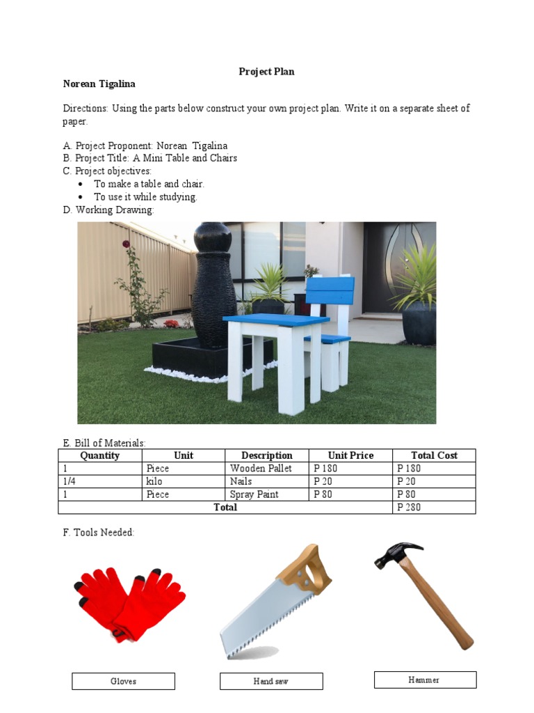 Project Plan-Table and Chairs | PDF
