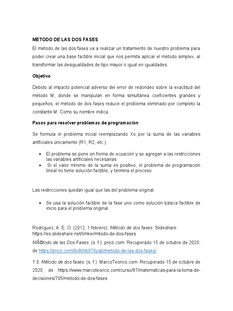 Metodo de Las Dos Fases | PDF | Métodos y materiales de enseñanza