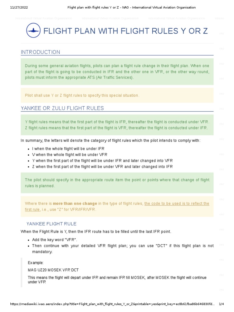 Flight Plan With Flight Rules Y or Z | PDF | Computers