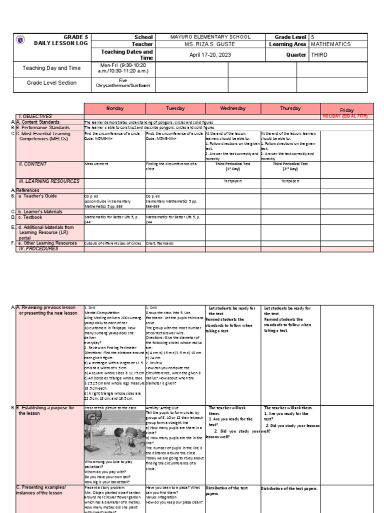 DLL - MATH 5 - Q3 - Week 10edit | PDF