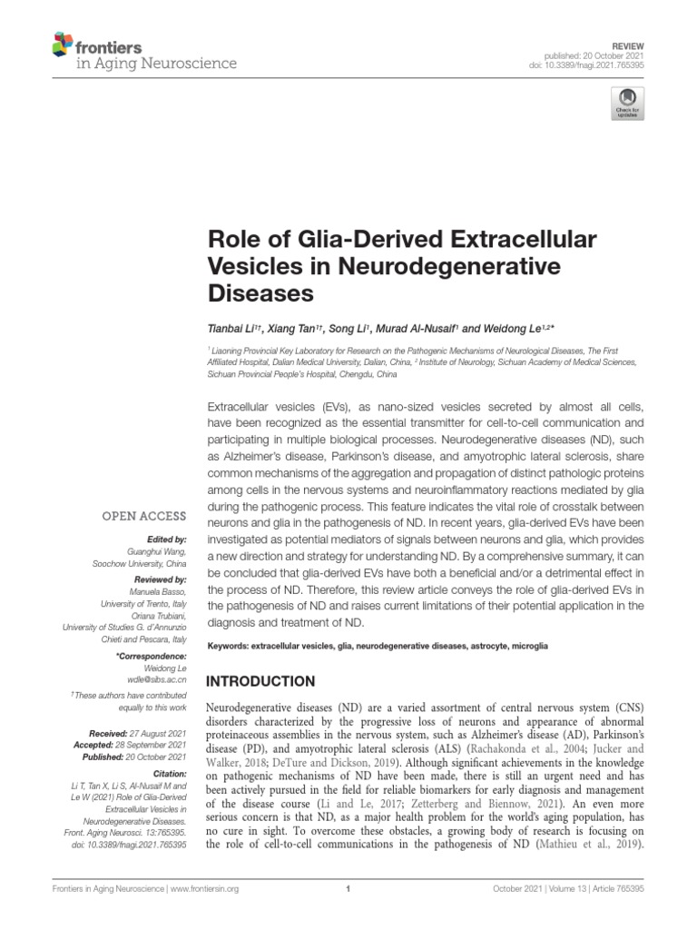 Glia-derived EC vesicles in ND diseases | PDF