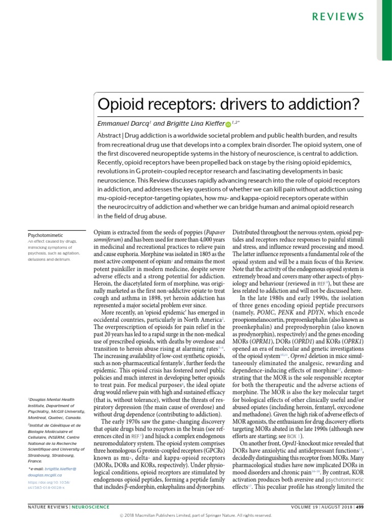 Opioid Receptors: Drivers To Addiction?: Emmanuel Darcq and Brigitte Lina Kieffer | PDF