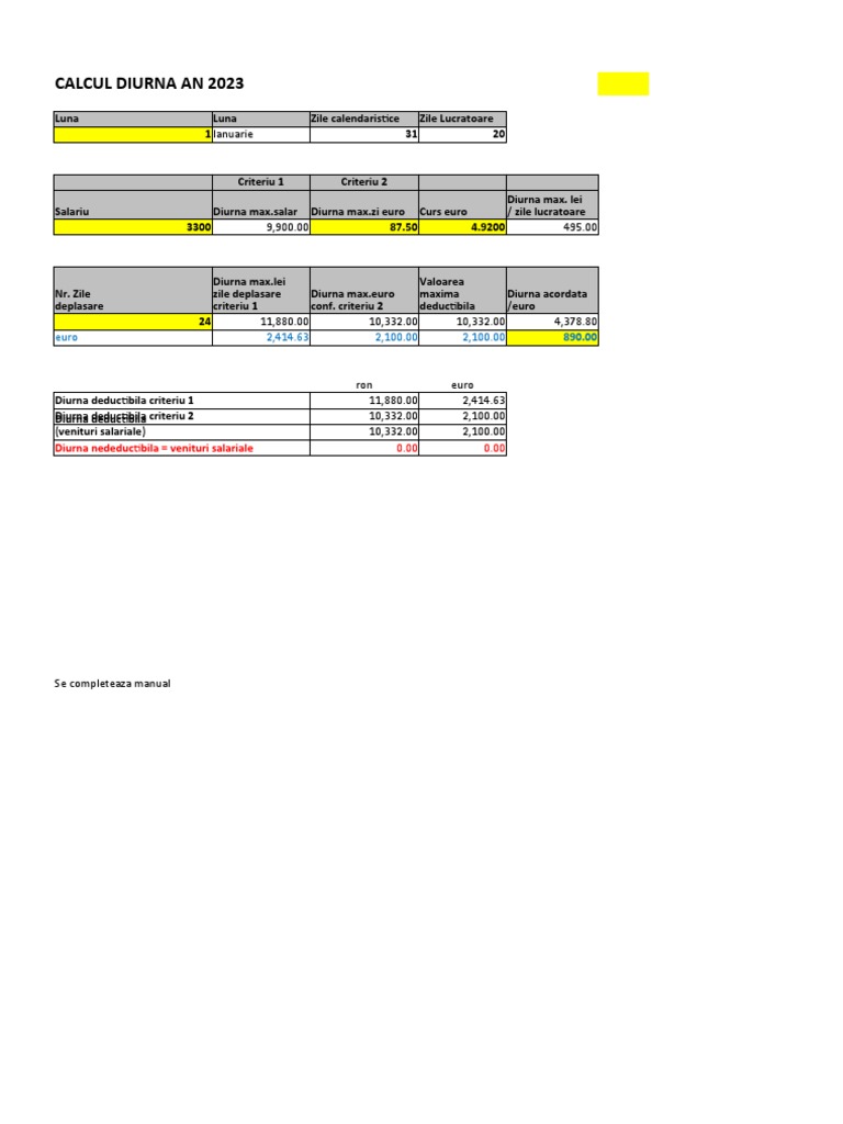 Calcul Diurna 2023 - v2 | PDF