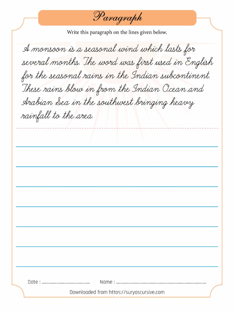 Cursive Paragraph Monsoon 1L | PDF
