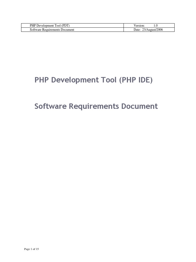 PDT 0.7 SRS | PDF | Php | Eclipse (Software)
