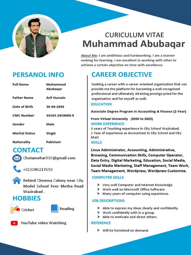 Muhammad Abubaqar CV Resume - Compressed PDF | PDF