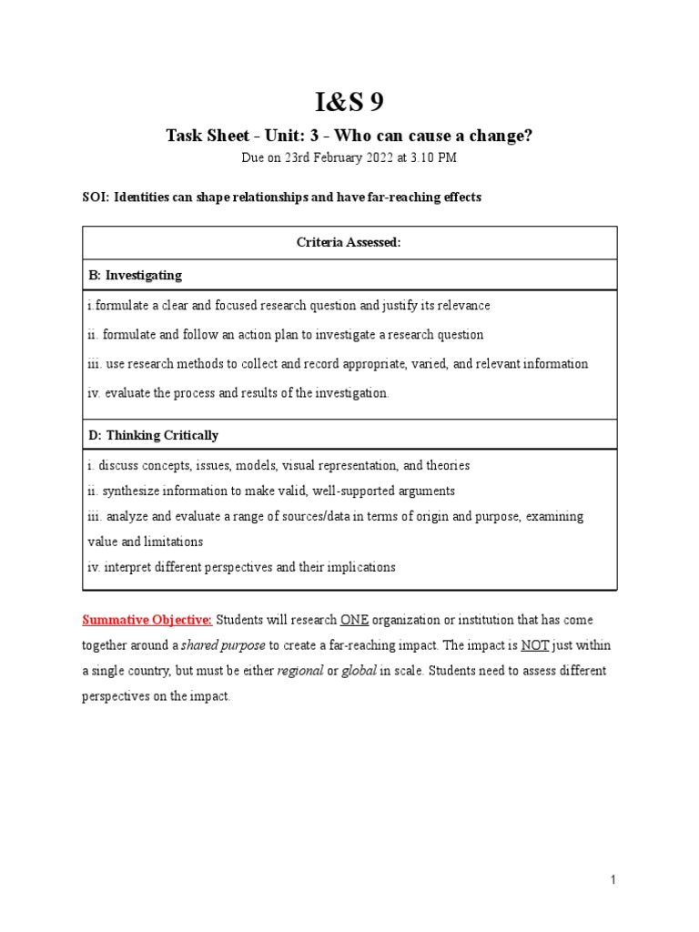 Unit 3 Summative Task Sheet Pdf Pdf