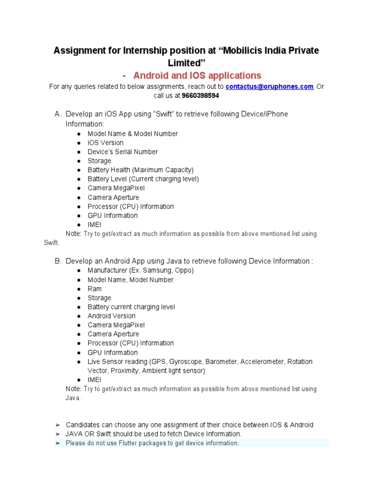 Android & iOS Problem Statement - Assignments - Mobilicis India Private Limited | PDF | Ios ...