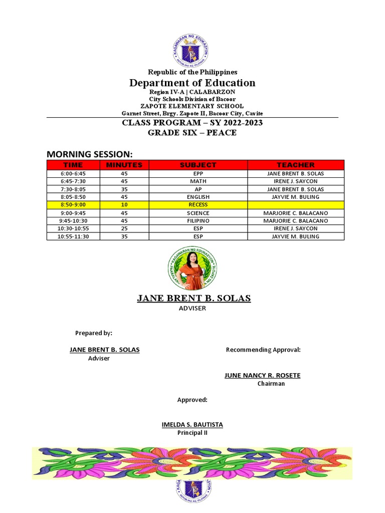 MDL G6 Class Program Monthofjune | PDF