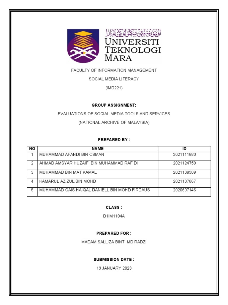Imd221 - Group 6 - Group Assingment - D1im1104a | PDF