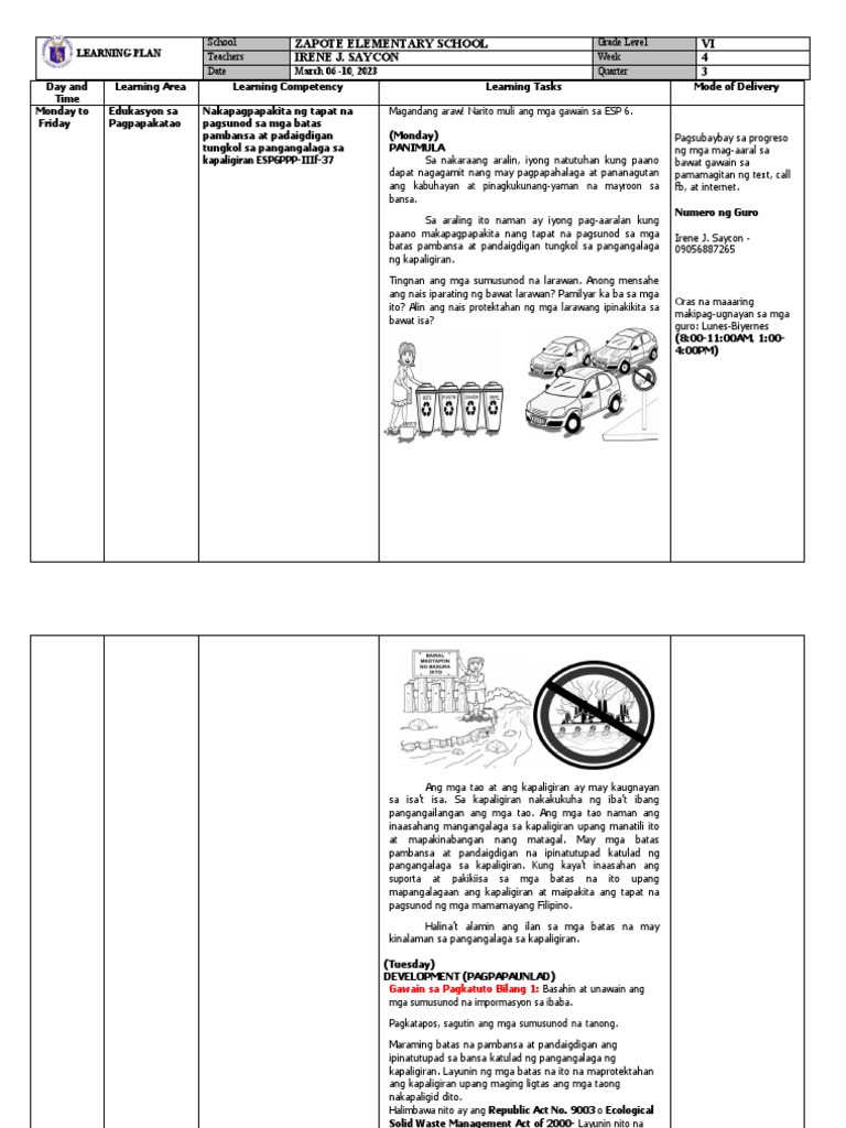 Esp 6 DLP Q3 W4 | PDF