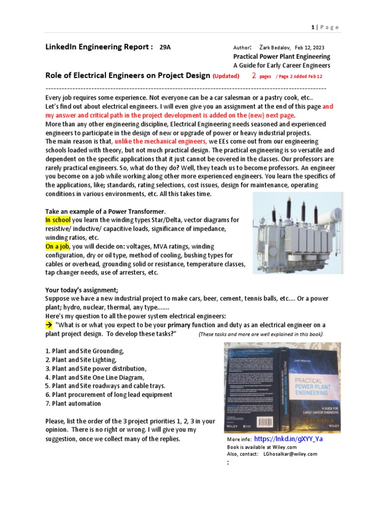 Role of Electrical Engineer (Updated) PDF | PDF