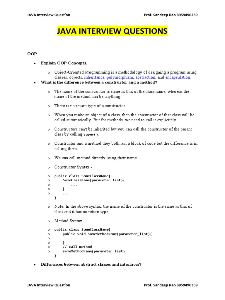 Java Oops Interview | PDF