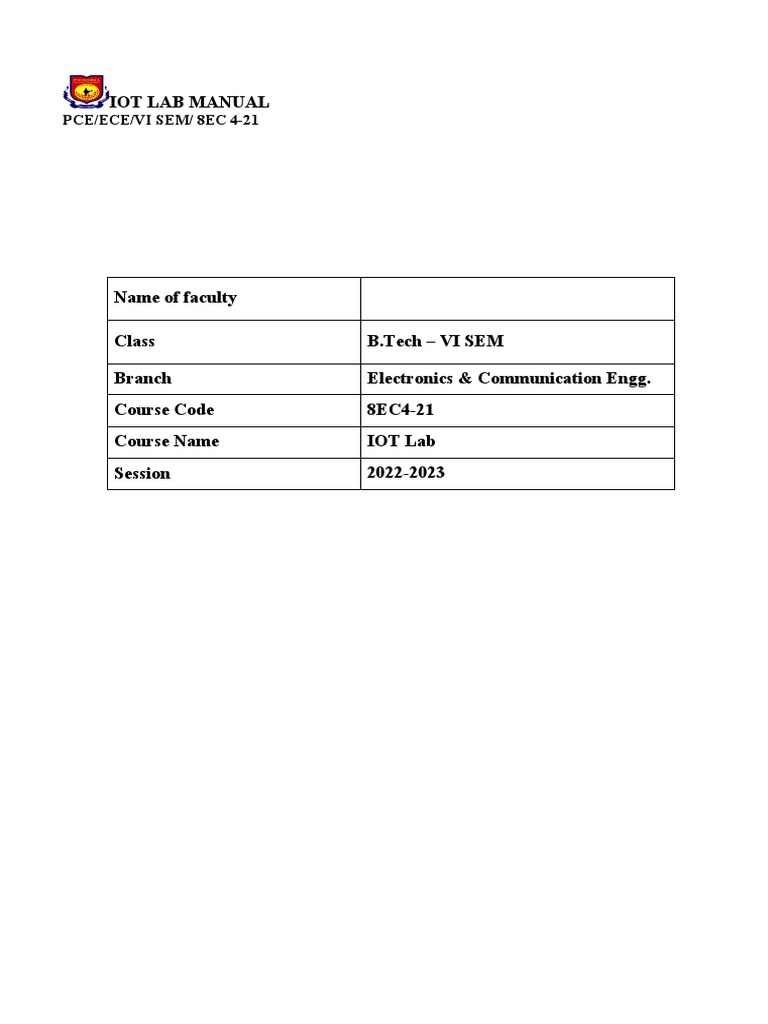 IoT Lab Guide for ECE Students | PDF | Technology & Engineering