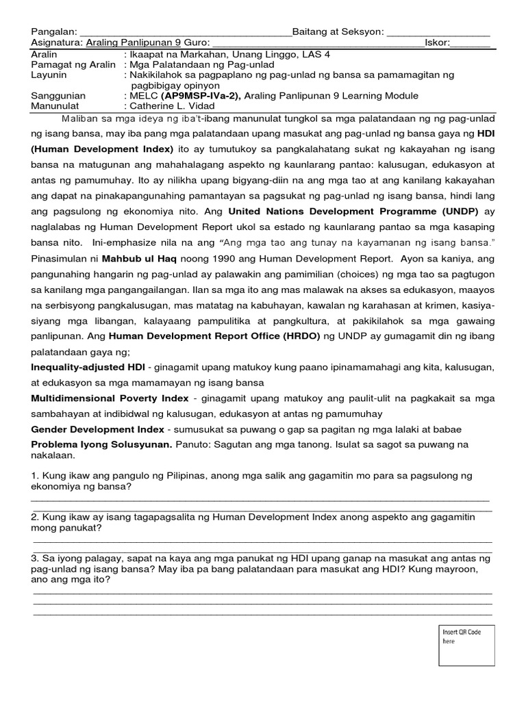 Ap9 Q4 W1 Las4 PDF | PDF