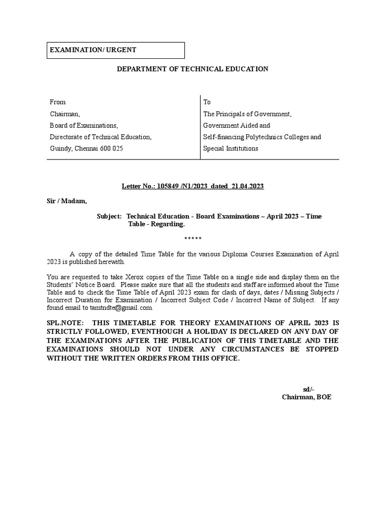 Timetable April 2023 | PDF