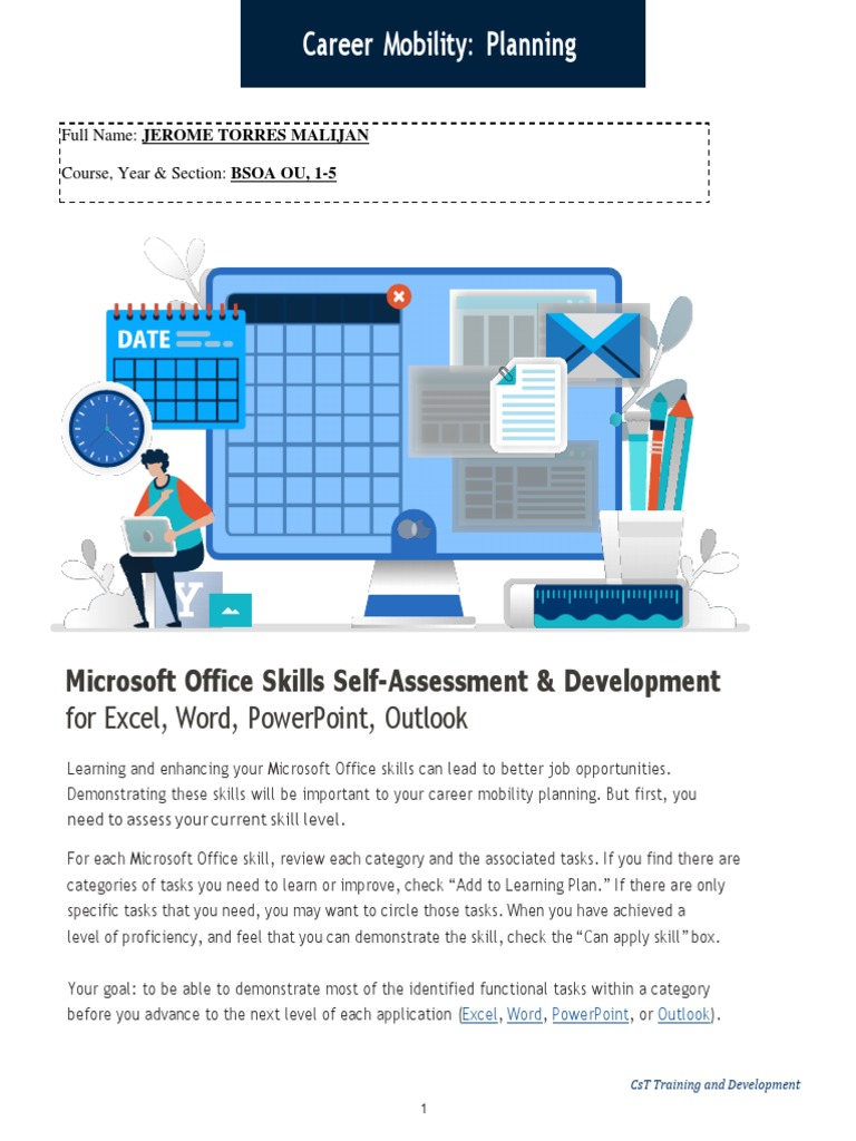 Microsoft Office Skills Self Assessment BSOAOUMN JEROME MALIJAN PDF | PDF