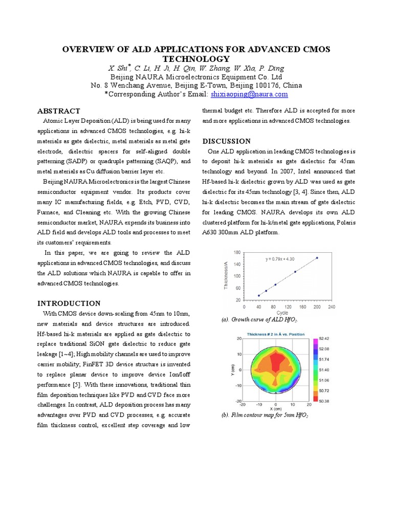 Overview of Ald Applications For Advanced Cmos PDF | PDF