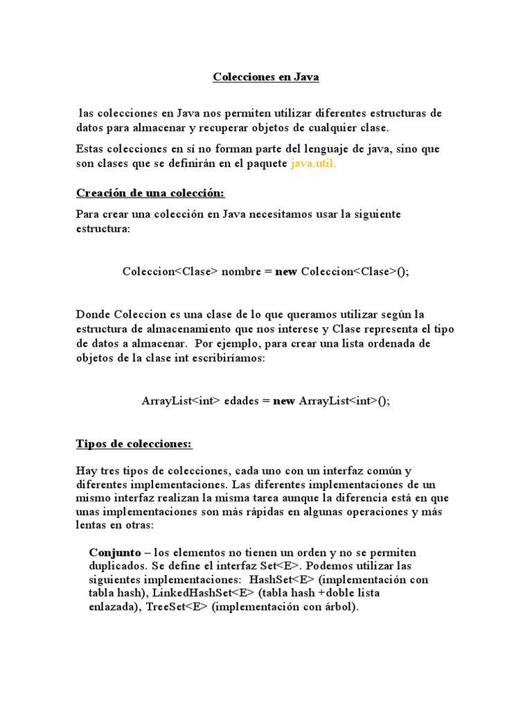 Colecciones en Java | PDF | Tecnología