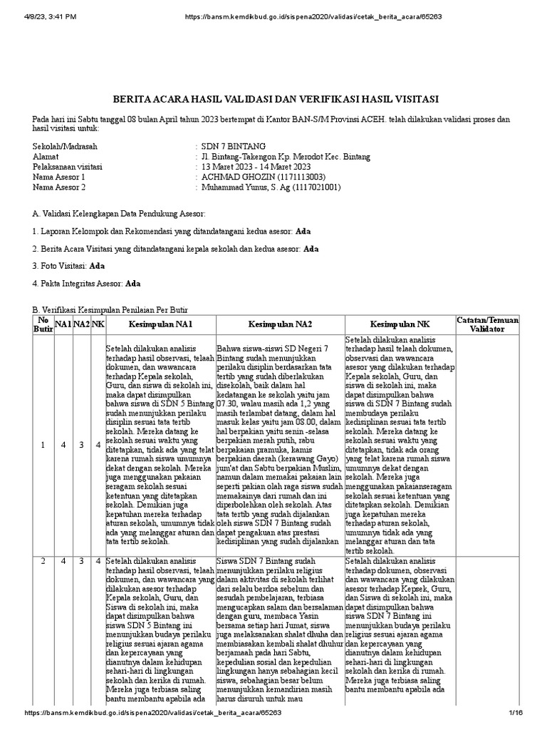 Berit Acara Verval SDN 7 Bintang | PDF