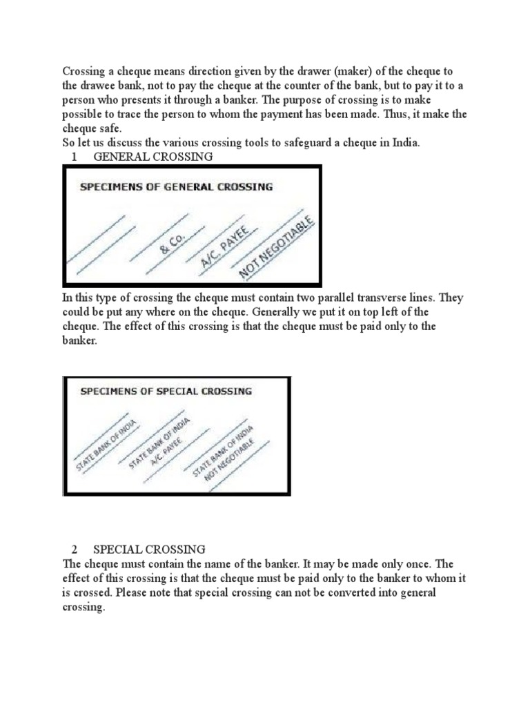 Types of Cheque Crossing Explained | PDF | Finance & Money Management | Law