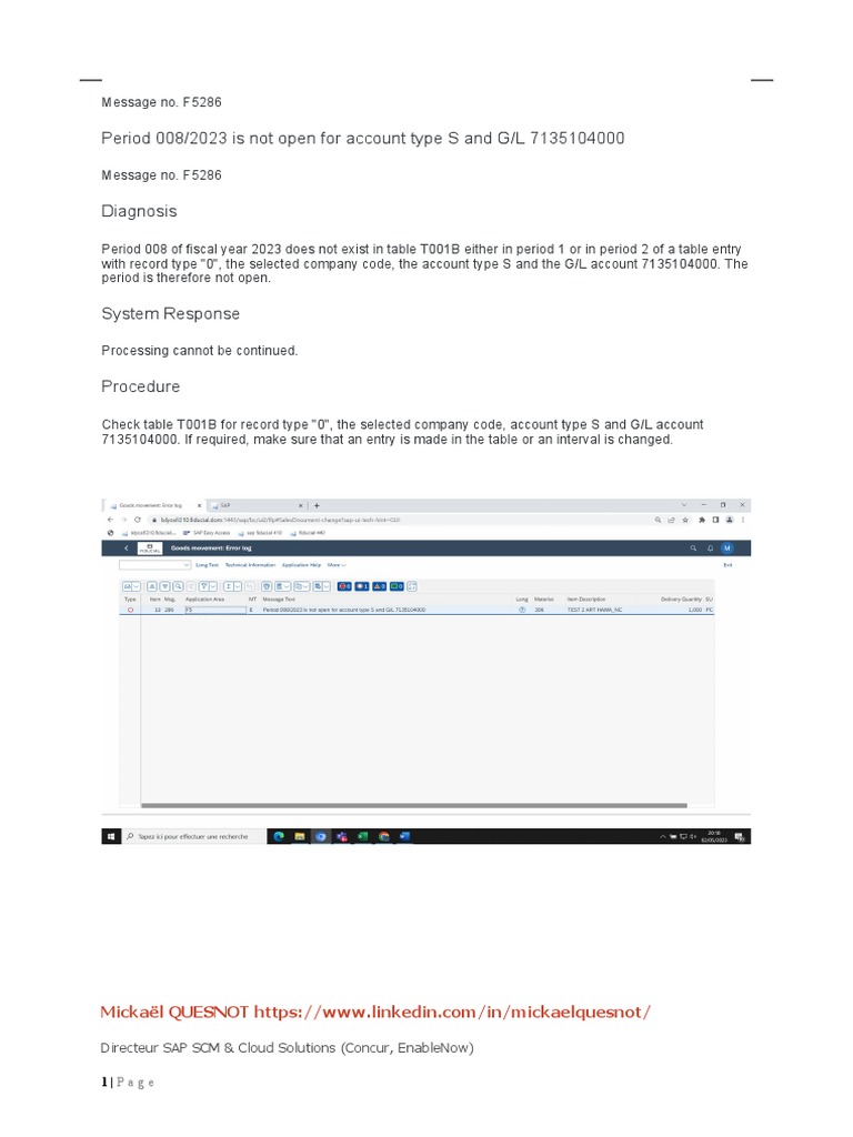 Gu - Sap s4 Hana - Message No. f5286 | PDF