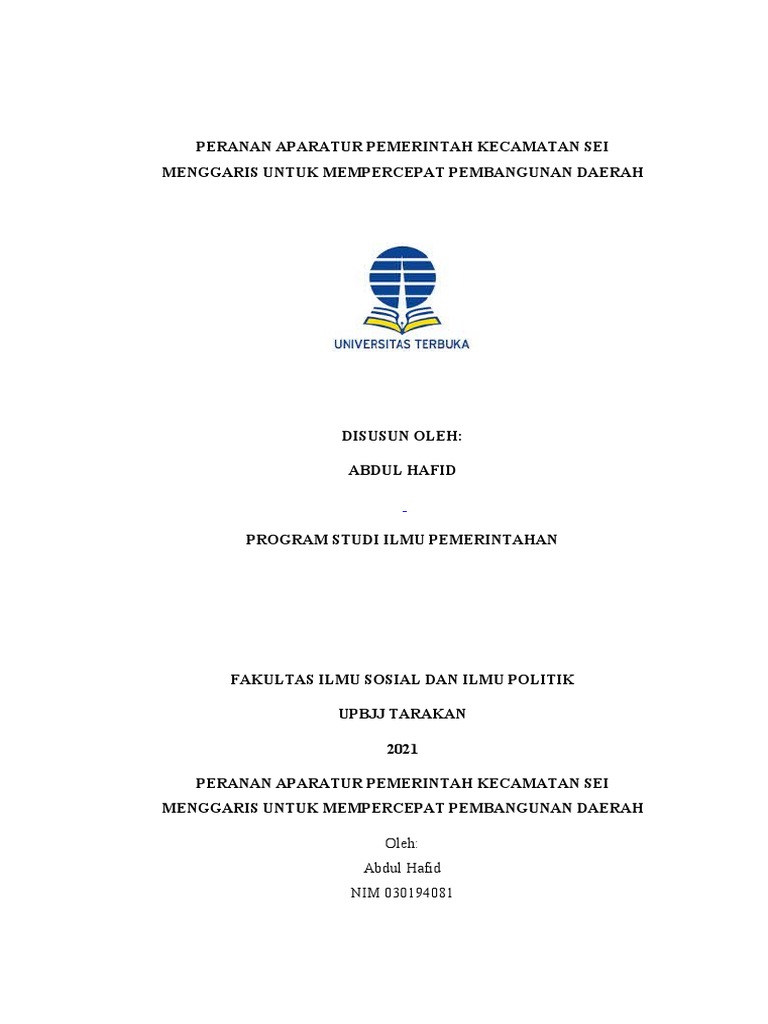Peran Aparatur Pemerintah dalam Pembangunan Sei Menggaris | PDF