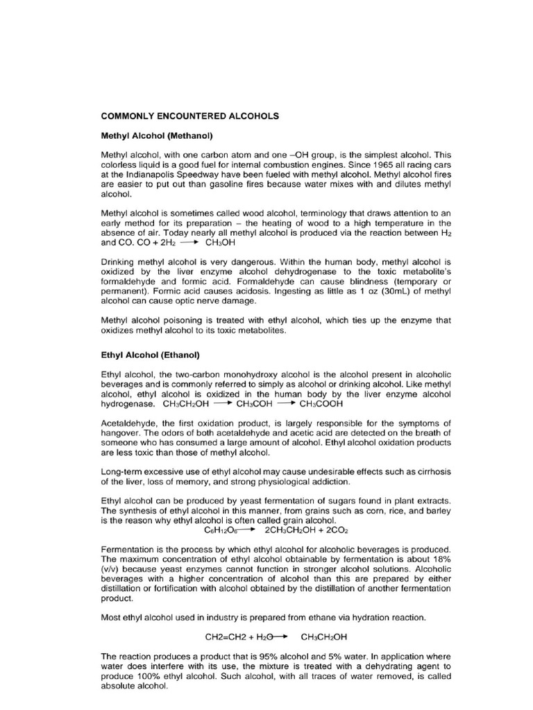 Common-Alcohols 230418 080318 | PDF